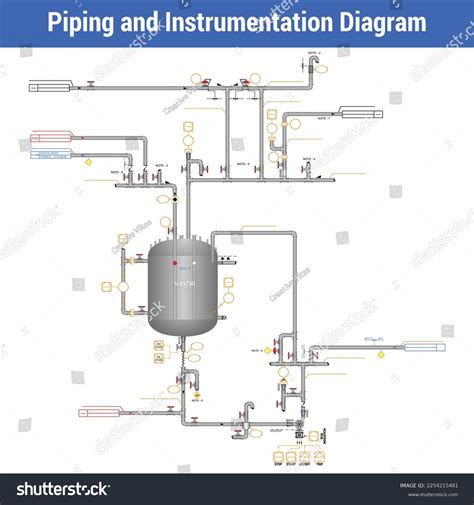 Vector Illustration Piping Instrumentation Diagram Stock Vector Royalty Free 2254215481