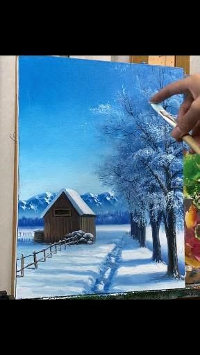 Painting A Snowy Winter Night Acrylic Painting YouTube Landscape
