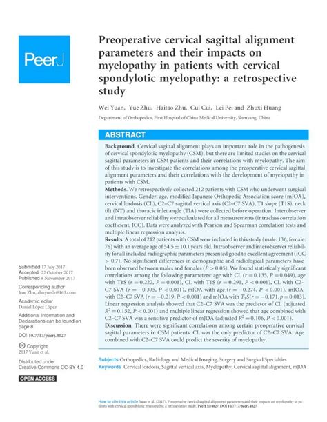 Pdf Preoperative Cervical Sagittal Alignment Spondylotic €¦ · The