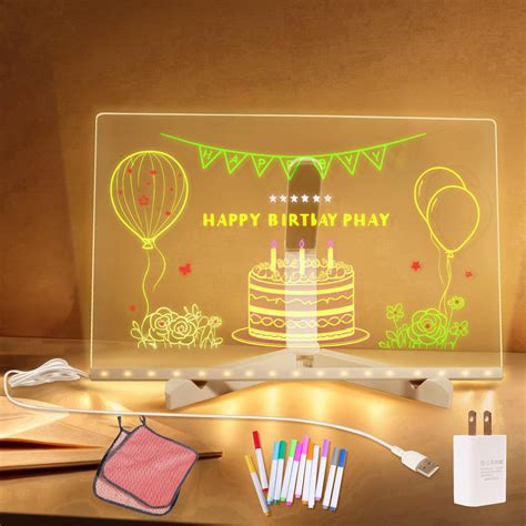 Amazon.com: LED Note Board with Colors 11.8" x 7.9", Acrylic Dry Erase Board with Light, Light ...