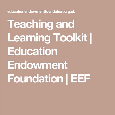 Teaching And Learning Toolkit Education Endowment Foundation Eef