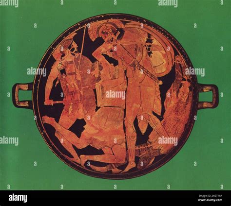 Achilles Killing Penthesilea Tondo Of An Attic Red Figure Kylix C 465 Bc From Vulci Stock
