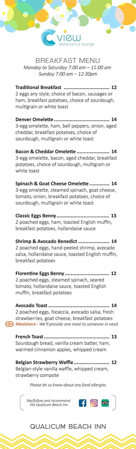 Menu At Qualicum Beach Inn Cafe Qualicum Beach Island Hwy W