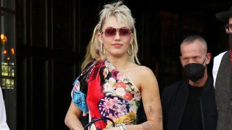 Miley Cyrus In Nyc Wears Colorful John Galliano Dress — Pic