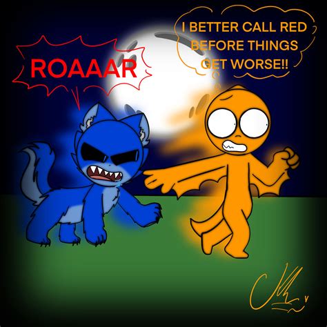Orange Runs Away From Werewolf Blue By Kumadraws334 On Deviantart