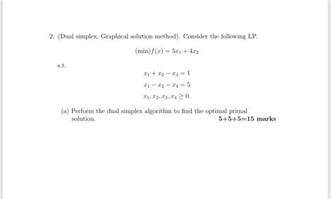 Solved 2 Dual Simplex Graphical Solution Method