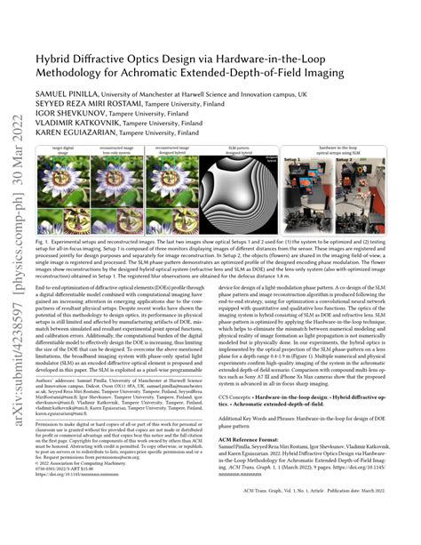 Pdf Hybrid Diffractive Optics Design Via Hardware In The Loop