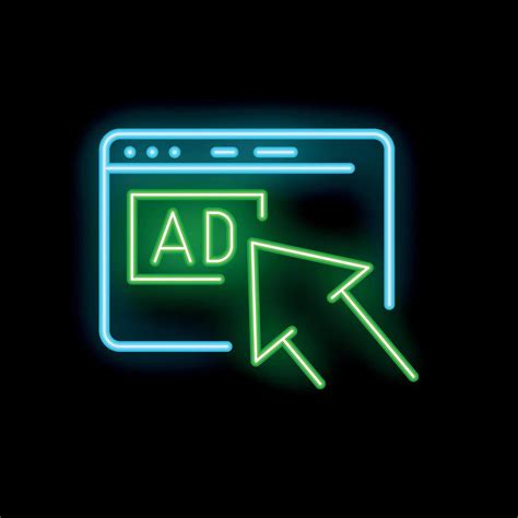 Neon Internet Browser Window Displaying Online Advertisement With Mouse Cursor Clicking 52763607