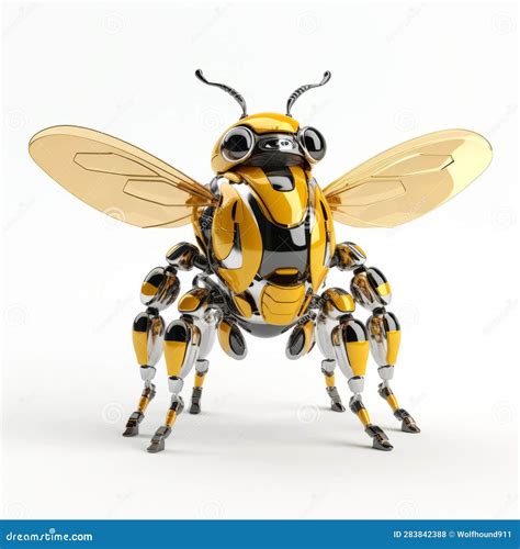 Bee Or Wasp Robot Robotic Insect Isolated Over White Background Ai Generated Stock