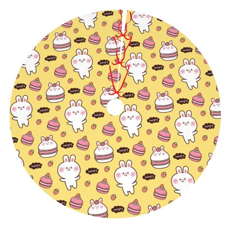 Cauagu Christmas Tree Skirt Rabbit Hunger Pattern Christmas Tree Decorations Tree Mat For