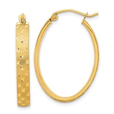 2891mm 14k Yellow Gold Polished Satin And Shiny Cut Hoop Earrings