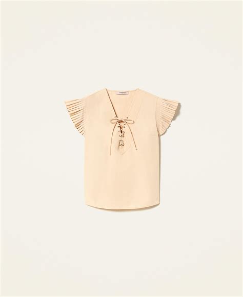 Poplin Top With Pleats Woman Pink Twinset Milano