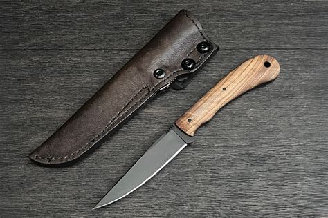 Winkler Knives Operator Fixed Blade Knife Olive Wood Handle W Leather Sheath Tactical