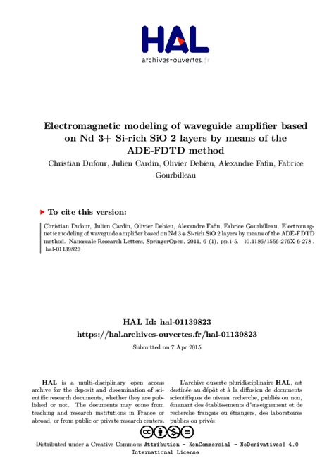 pdf electromagnetic modeling of waveguide amplifier based on nd3 si
