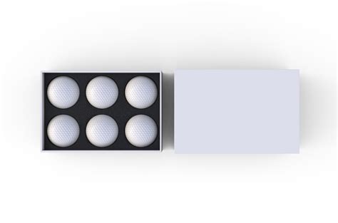 6 골프 공 선물 상자 패키지 골프 공 세트 모의 템플릿 고립 된 흰색 배경 3d 그림 3차원 형태에 대한 스톡 사진 및 기타 이미지 3차원 형태 6 개체 그룹