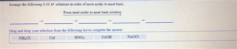 Answered Arrange The Following 010 M Solutions Bartleby