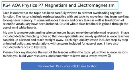 Ks4 Aqa Physics P7 Magnetism And Electromagnetism L1 Permanent Magnets Teaching Resources