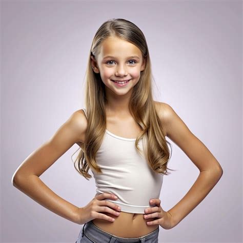 Lovely Slim Girl Posing With Sincere Smile Premium Ai Generated Image