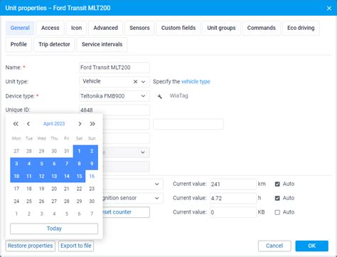 Restoring And Exporting Unit Properties Wialon Local Help Center