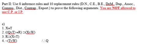 Solved Part Ii Use 8 Inference Rules And 10 Replacement