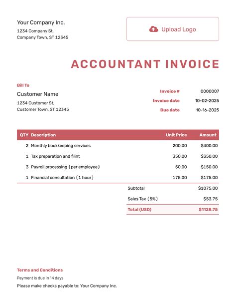 Free Accountant Invoice Template