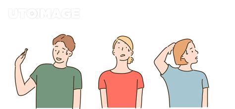 유토이미지 곤란한 표정을 하고 있는 사람들 손그림 스타일 일러스트레이션
