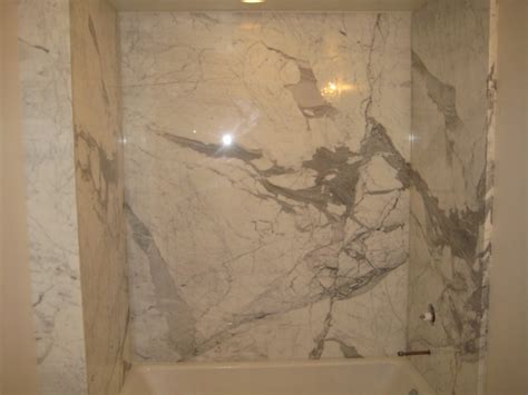 Bathroom Shower Calcutta Gold Marble Slabs Traditional Bathroom