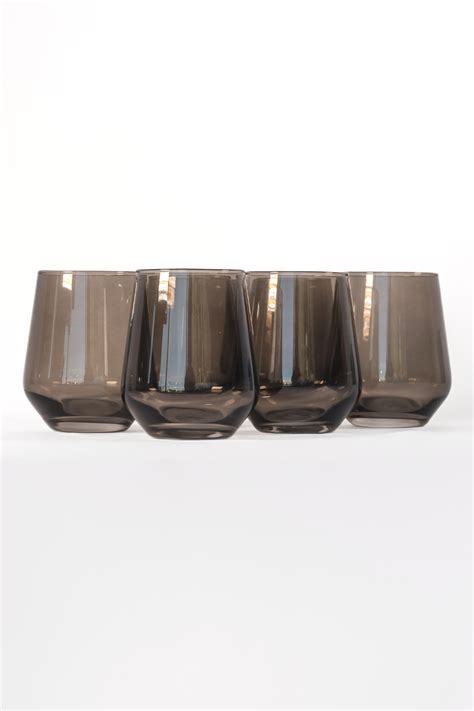 Estelle Colored Wine Stemless Set Of 6 Gray Smoke Estelle Colored