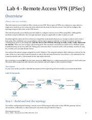 Lab Remote VPN IPSecv Pdf Lab Remote Access VPN IPSec Overview Please Read Very