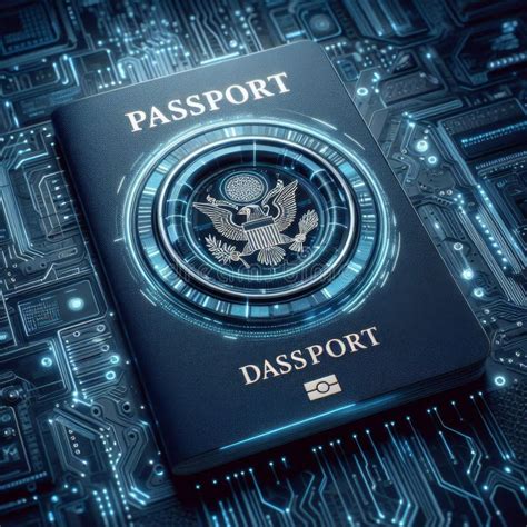 Digital Passport With Futuristic Security And Technology Design Stock
