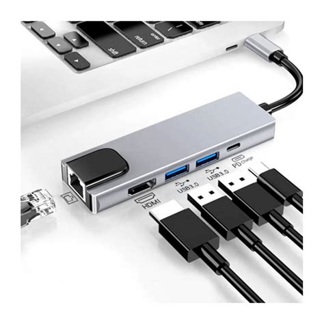 Ripley Hub Tipo C Adaptador Multidispositivos Usb Hdmi Y Lan Seisa