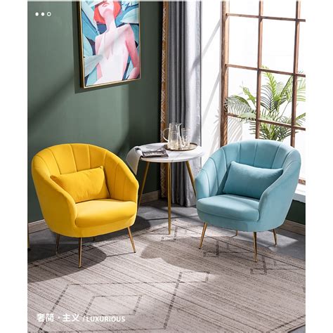 Sofas Modern Fabric Single Sofa Living Room Furniture Nordic Light Luxury Shop Rest Waiting