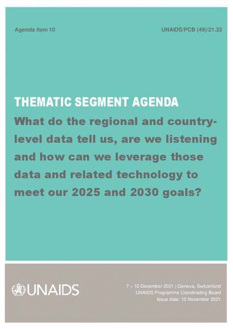 Agenda Item 10 Thematic Segment Agenda Unaids
