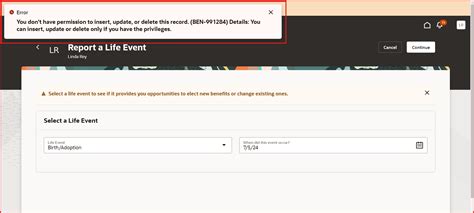 Unable To Add A Life Event Through Report A Life Event Page — Cloud Customer Connect