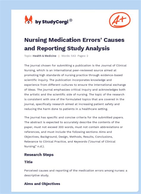Nursing Medication Errors Causes And Reporting Study Analysis Free