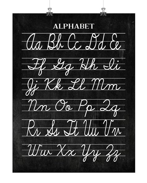 ABC Cursive Script Alphabet Poster SIZE SMALL Chart OFF