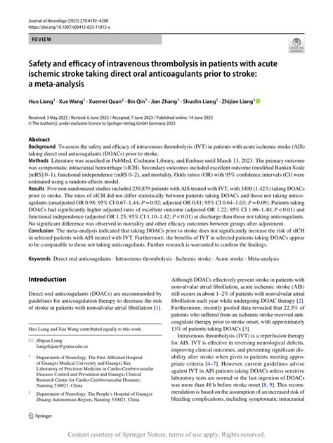 Safety And Efficacy Of Intravenous Thrombolysis In Patients With Acute Ischemic Stroke Taking