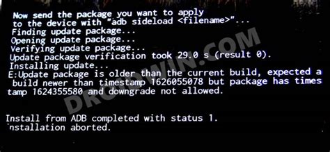 ADB Sideload Status Update Package Is Older Error Fixed DroidWin