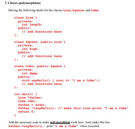 Solved Classes Polymorphism Having The Following Drafts Chegg