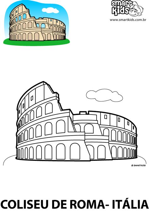 Colorir Desenho Coliseu de Roma Itália Desenhos para colorir