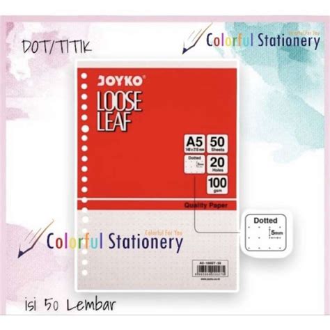 Jual Loose Leaf Kertas Binder DOT TITIK Joyko A5 Isi 50 Lembar Di