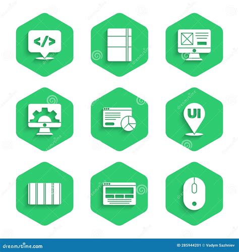 Set Website Statistic Ui Or Ux Design Computer Mouse Color Palette