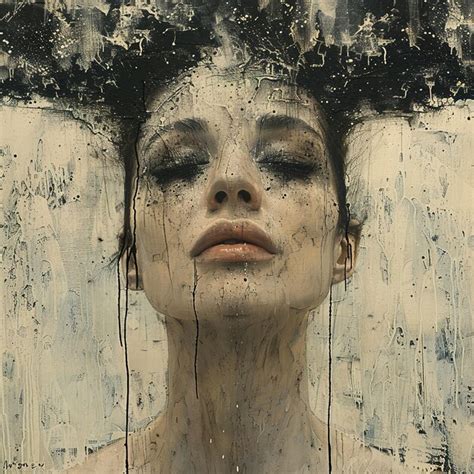 Premium Photo A Woman With Her Eyes Closed And A Drawing Of A Woman