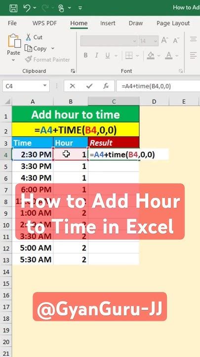 add hour to time in excel shorts shortsfeed shortsvideo shortvideo