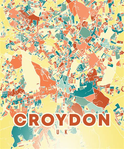 Croydon Uk Map Digital Art By Alexandru Chirila Fine Art America