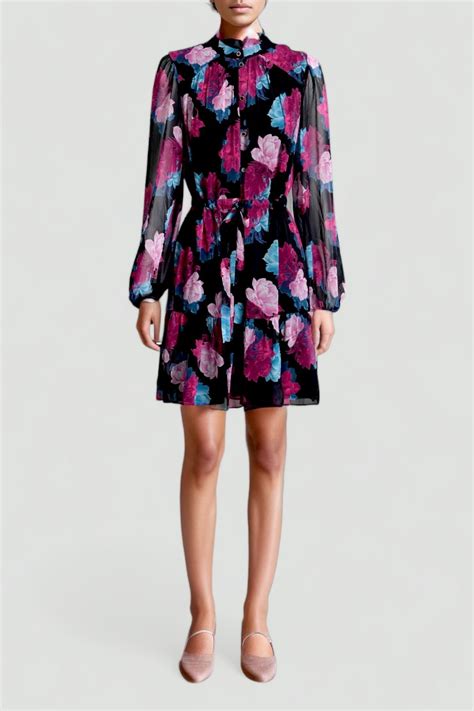 Hire Black Pink High Neck Floral Mini Dress Portmans Glamcorner
