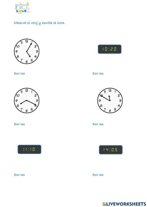 Reloj Digital Y Free Interactive Worksheets 994017