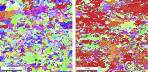 Ebsd Orientations Maps Measured After 25 Plastic Strain For The Two