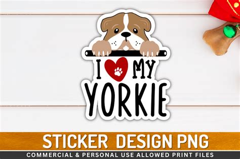 I Love My Yorkie Sticker Png Design Graphic By Regulrcrative · Creative