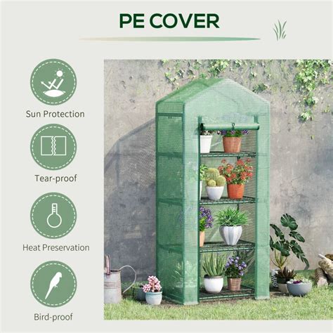 Outsunny Mini Greenhouse With 4 Tier 70 X 50 X 160 Cm Green